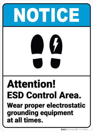 Notice: Attention Esd Control Area Wear Footprint Lightning Icon ...