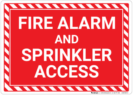 Fire Alarm And Sprinkler Access with Hazard Border Landscape - Wall ...