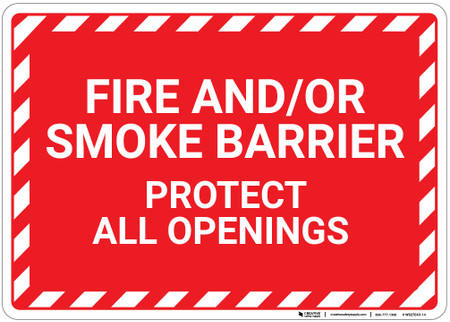 Fire And Or Smoke Barrier with Hazard Border Landscape - Wall Sign ...