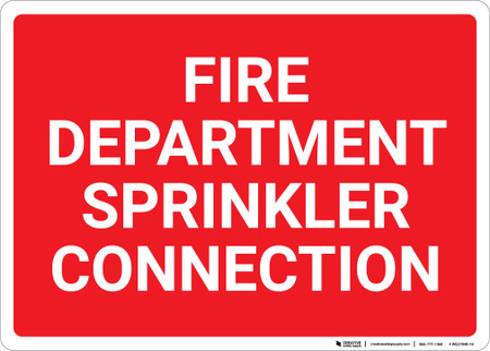 Fire Department Sprinkler Connection Red Landscape - Wall Sign ...