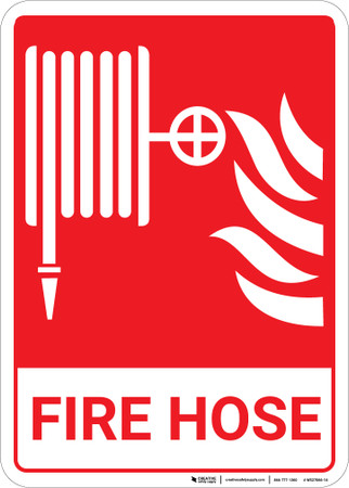 Fire Hose with Icons Portrait - Wall Sign