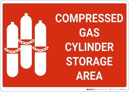 Compressed Gas Cylinder Storage Area with Icon Landscape - Wall Sign