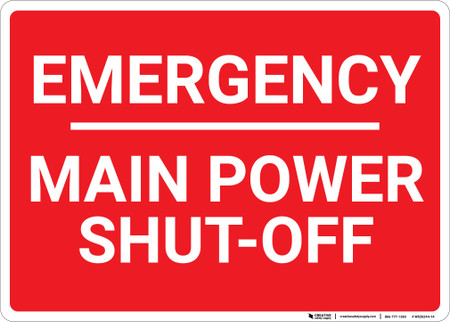 Emergency Main Power Shut Off Landscape - Wall Sign
