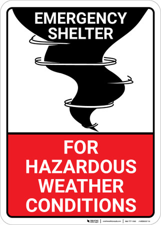 Emergency Shelter For Hazardous Weather with Icon Portrait - Wall Sign ...