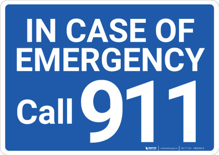 In Case Of Emergency Call 911 Blue Landscape - Wall Sign | Creative ...