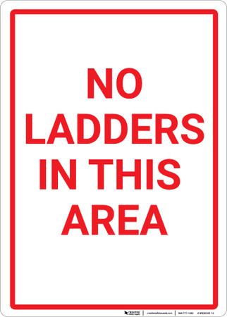 No Ladders In This Area Portrait - Wall Sign