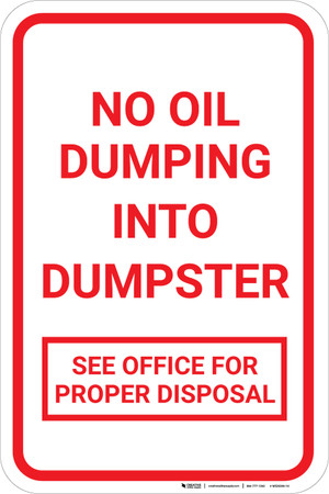 No Oil Dumping Portrait - Wall Sign | Creative Safety Supply