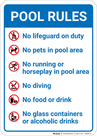 Pool Rules with Icons Portrait - Wall Sign