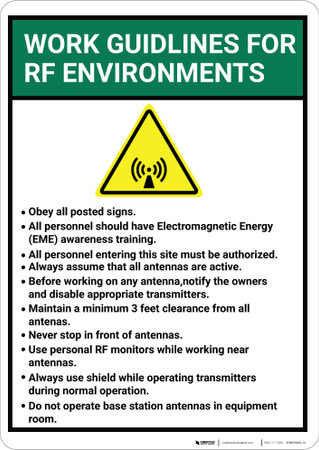 Work Guidelines For Rf Environments with Icon Portrait - Wall Sign ...
