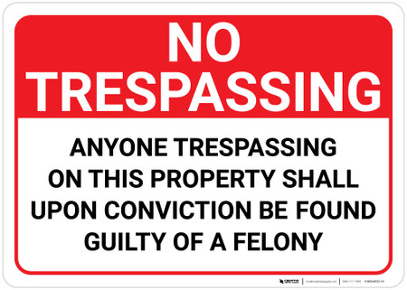 No Trespassing Anyone Trespassing Guilty Of A Felony Landscape - Wall ...