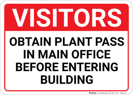 Visitors: Obtain Plant Pass In Main Office Before Entering Building ...