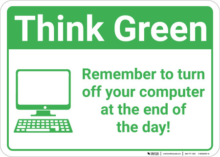 Think Green:Remember To Turn Off Computer At End Of Day Computer Icon ...