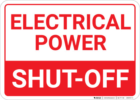 Electrical Power Shut Off Landscape - Wall Sign | Creative Safety Supply