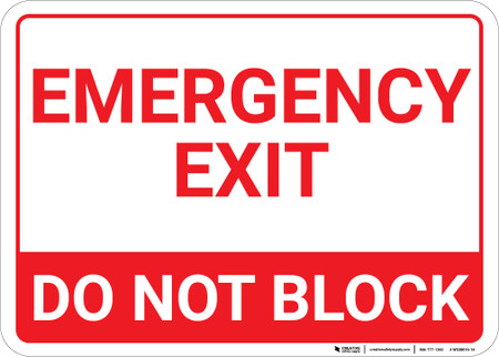 Emergency Exit Do Not Block Landscape - Wall Sign