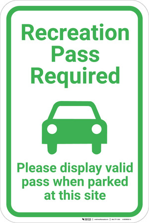 Recreation Pass Required with Icon Portrait - Wall Sign