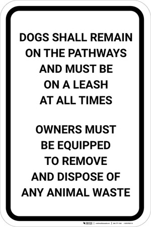 Dogs Must Be On Leash And Under Control with Icon Portrait - Wall Sign