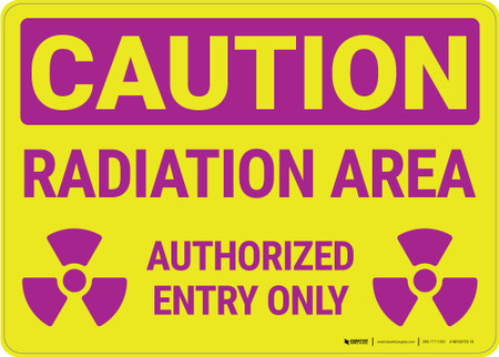 Caution: Radiation Area Authorized Entry with Icons Landscape - Wall ...