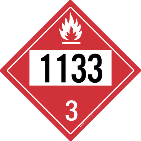 Flammable: Class 3 - UN1133 - Placard Sign