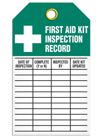 First Aid Kit Inspection Record Tag