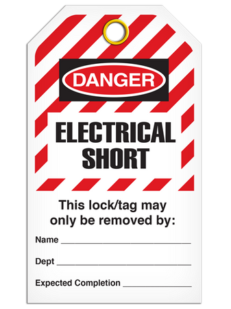 Lockout Electrical Short Striped Tags | Creative Safety Supply