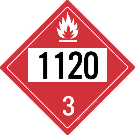 Flammable: Class 3 - UN1120 - Placard Sign