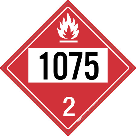 Flammable Gas: Class 2 - UN1075 - Placard Sign
