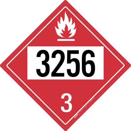 Flammable: Class 3 - UN3256 - Placard Sign