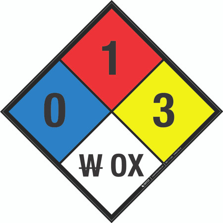 NFPA Diamond 704: 0-1-3 W OX - Wall Sign | Creative Safety Supply