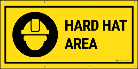 Hard Hat Area Icon On Black Circle Banner | Creative Safety Supply