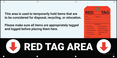 Red Tag Area With Arrows Banner