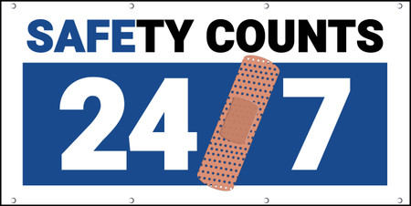 Safety Counts 24/7 Blue Banner | Creative Safety Supply