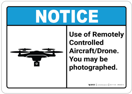 Notice: Use of Drone/You May be Photographed - Wall Sign | Creative ...