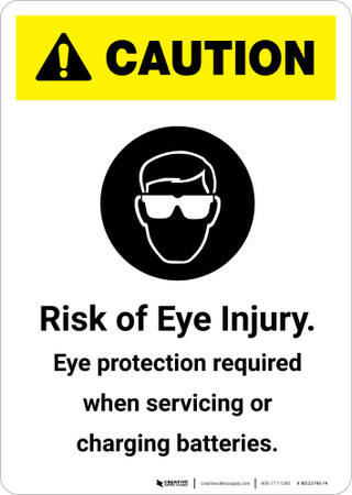 Caution: Eye Protection Required with Graphic - Portrait Wall Sign