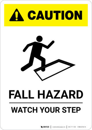 Caution: Fall Hazard - Portrait Wall Sign