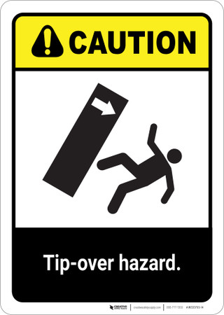 Caution: Tip Over Hazard ANSI - Portrait Wall Sign
