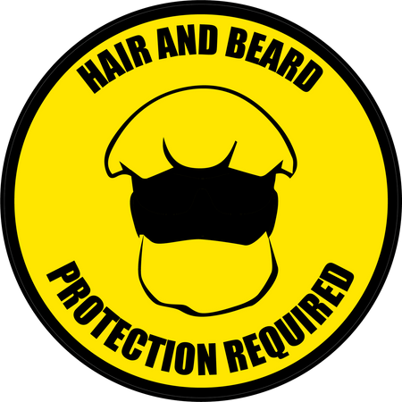 Hair and Beard Protection Required Floor Sign (Version 2)