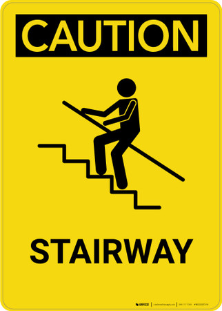 Caution: Stairway - Portrait Wall Sign