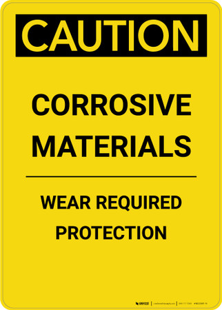 Caution: Corrosive Materials Wear Protection Yellow - Portrait Wall ...