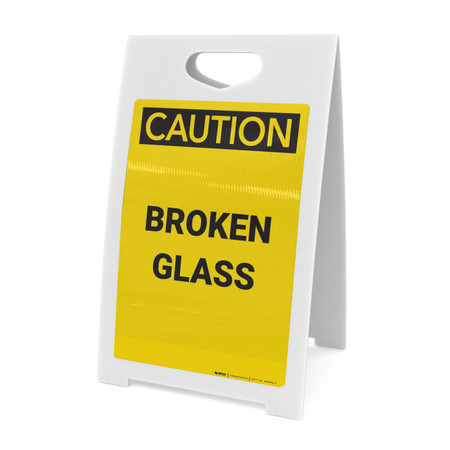 Caution: Broken Glass - A-Frame Sign