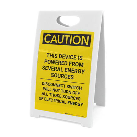 Caution: Device Powered From Several Energy Sources - A-Frame Sign