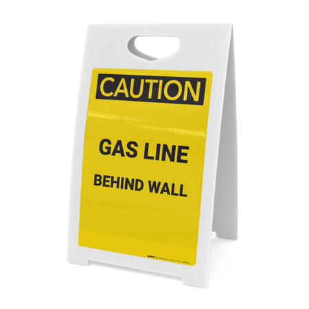 Caution: Gas Line Behind Wall - A-Frame Sign