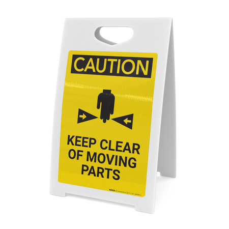 Caution: Keep Clear of Moving Parts with Graphic - A-Frame Sign