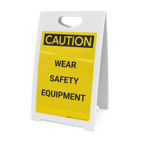 Caution: PPE Wear Safety Equipment - A-Frame Sign | Creative Safety Supply