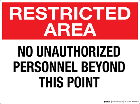 Restricted Area: No Unauthorized Personnel Beyond This Point - Wall ...