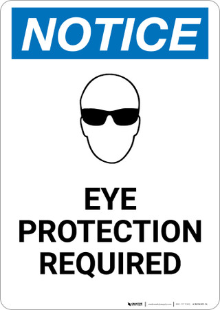 Notice: Eye Protection Required With Graphic - Portrait Wall Sign