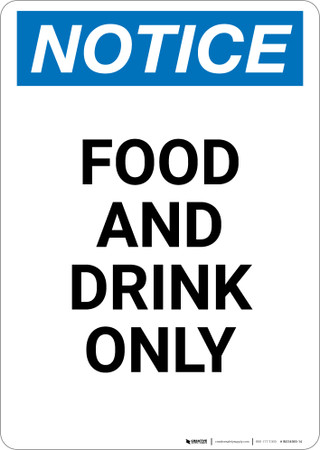 Notice: Food And Drink Only - Portrait Wall Sign