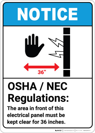 Notice: OSHA NEC Electrical Panel Regulations ANSI with Graphic ...