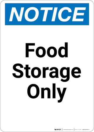 Notice: Food Storage Only - Portrait Wall Sign