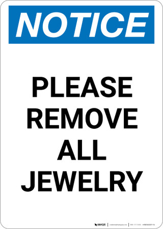Notice: Please Remove All Jewelry - Portrait Wall Sign | Creative ...
