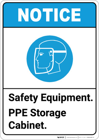 Notice: Safety Equipment PPE Storage Cabinet ANSI with Icon - Portrait ...